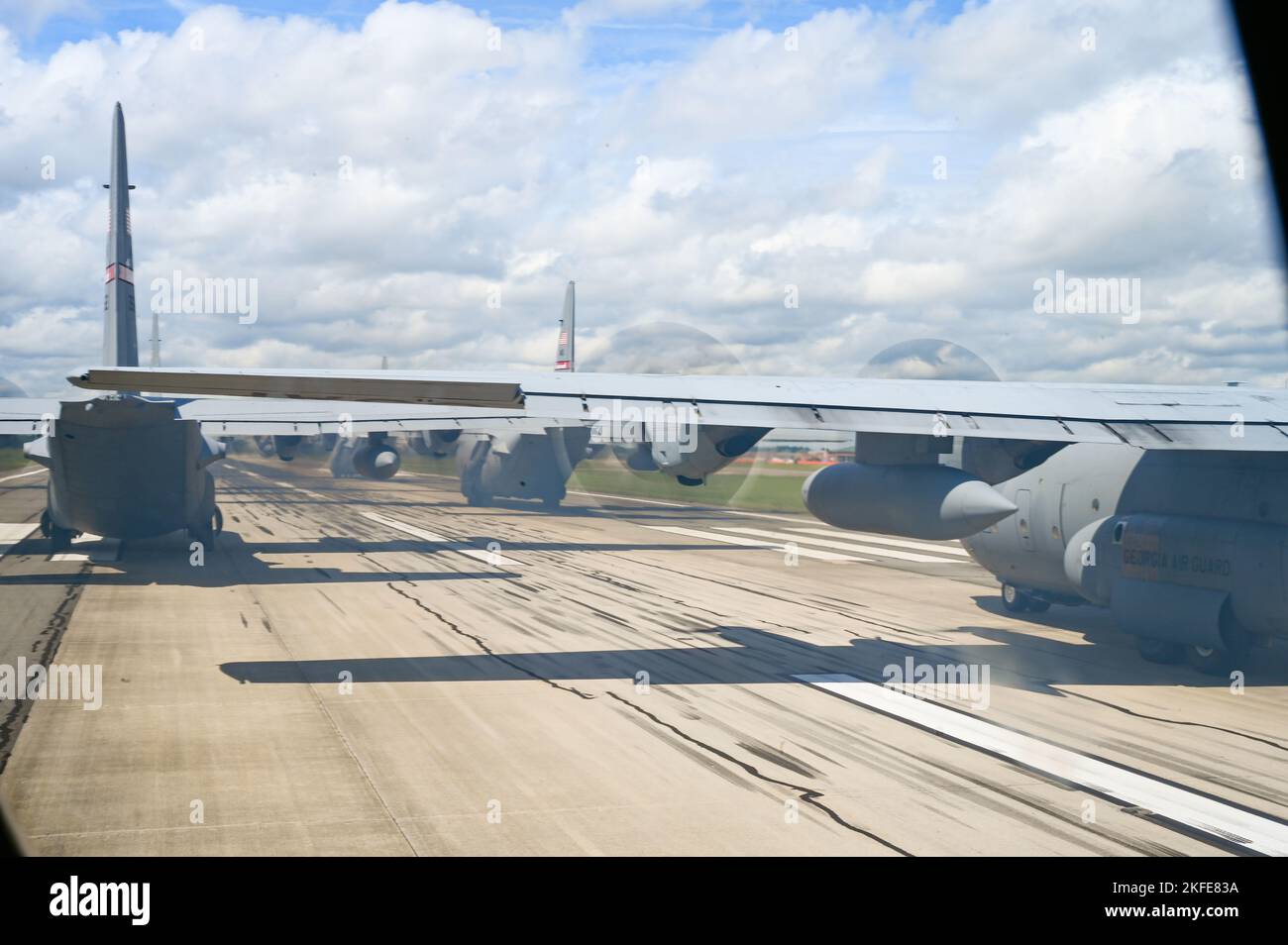 Commonly known as an “Elephant Walk,” a group of six U.S. Air Force C ...