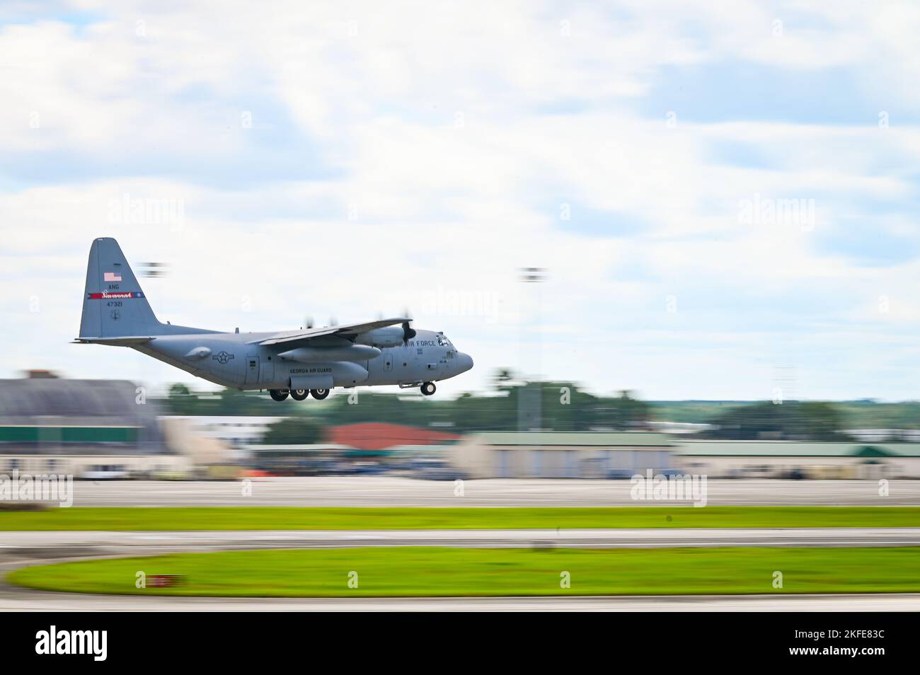 A C-130 Hercules aircraft from the Georgia Air National Guard prepares ...