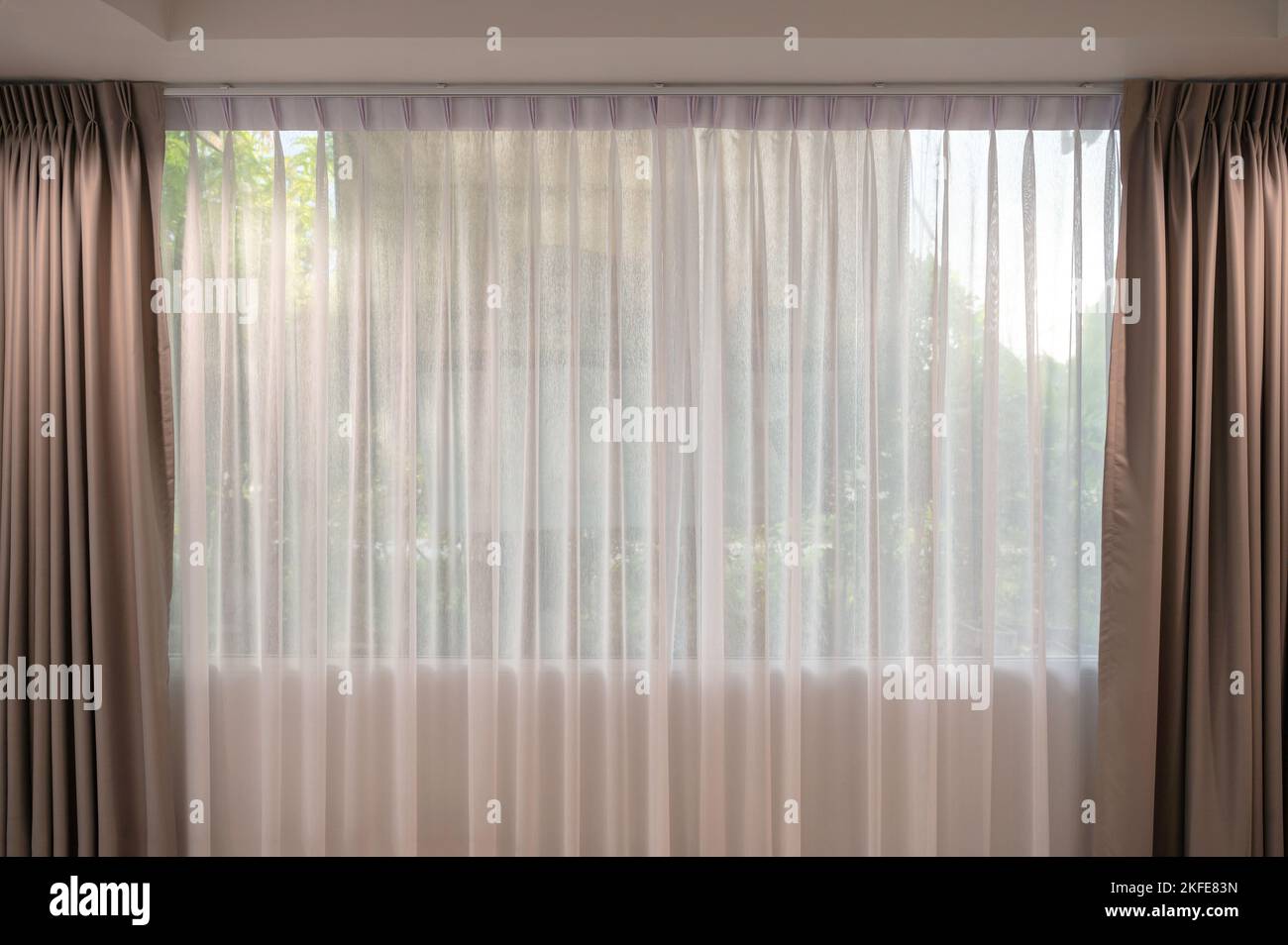 Open white curtain on window hi-res stock photography and images - Alamy