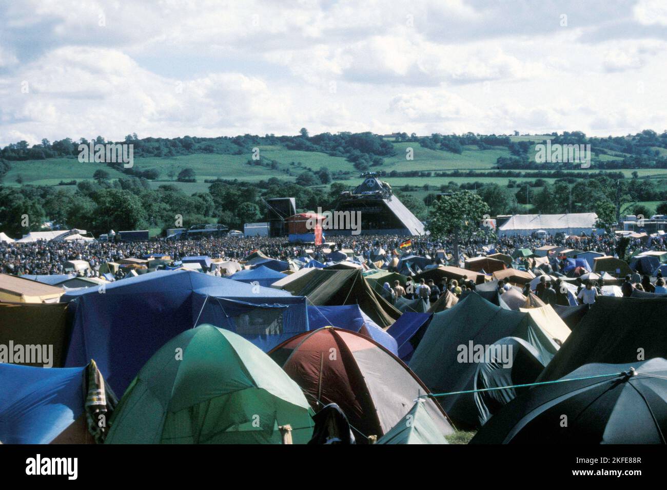 The original Pyramid Stage viewed from the back of the Main Field at ...