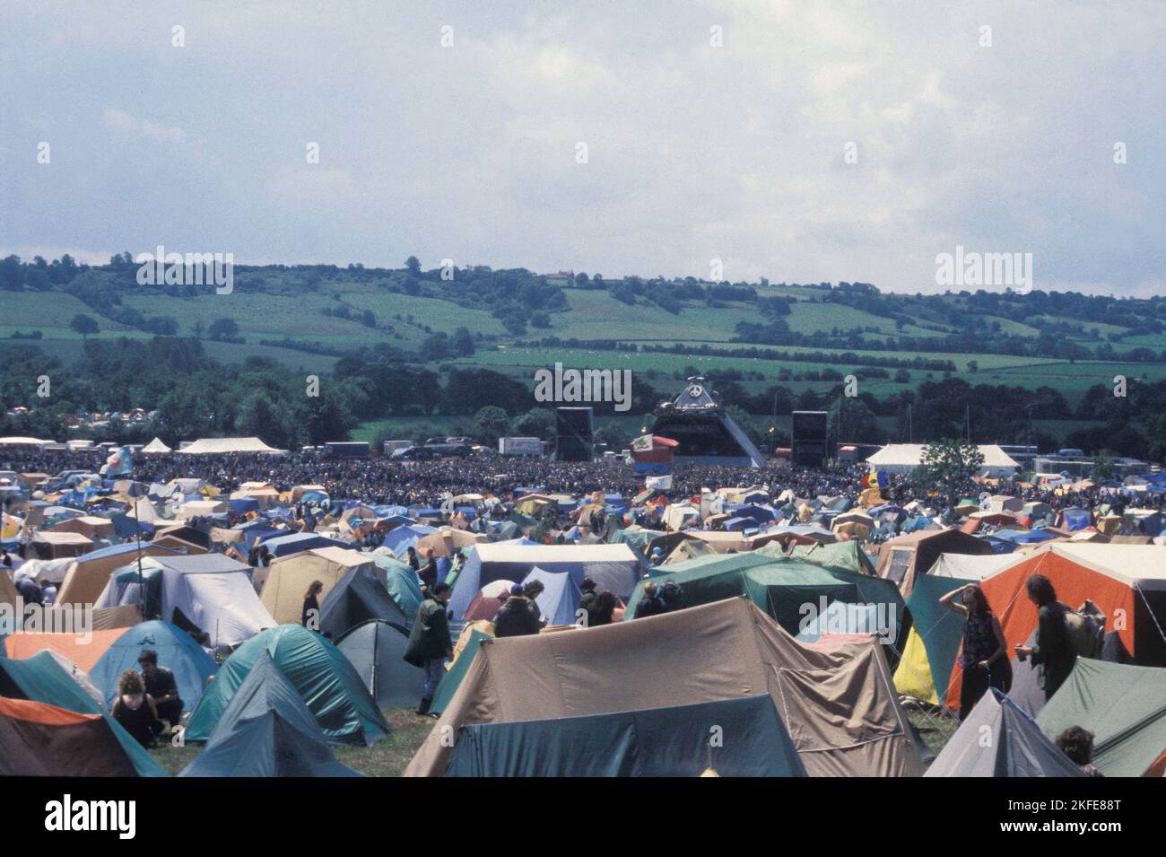 The original Pyramid Stage viewed from the back of the Main Field at ...