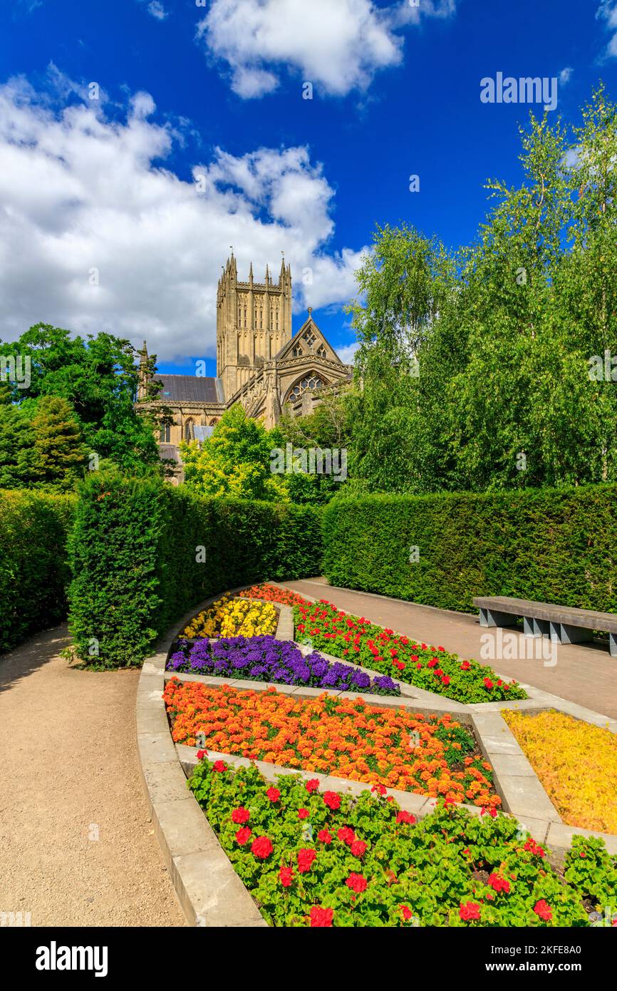 A colourful herbaceous border in Bishop Peter's Garden in a corner of ...