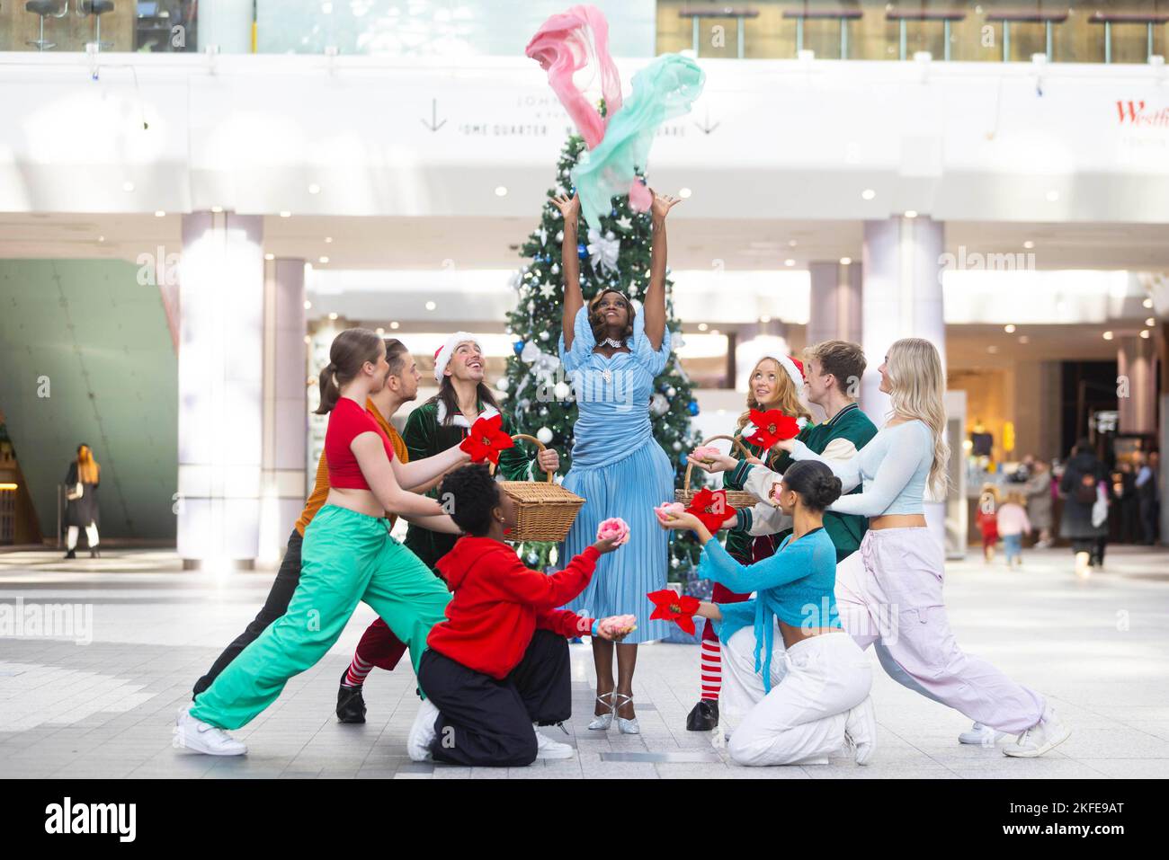 EDITORIAL USE ONLY Oti Mabuse leads a theatrical flash mob to celebrate ...