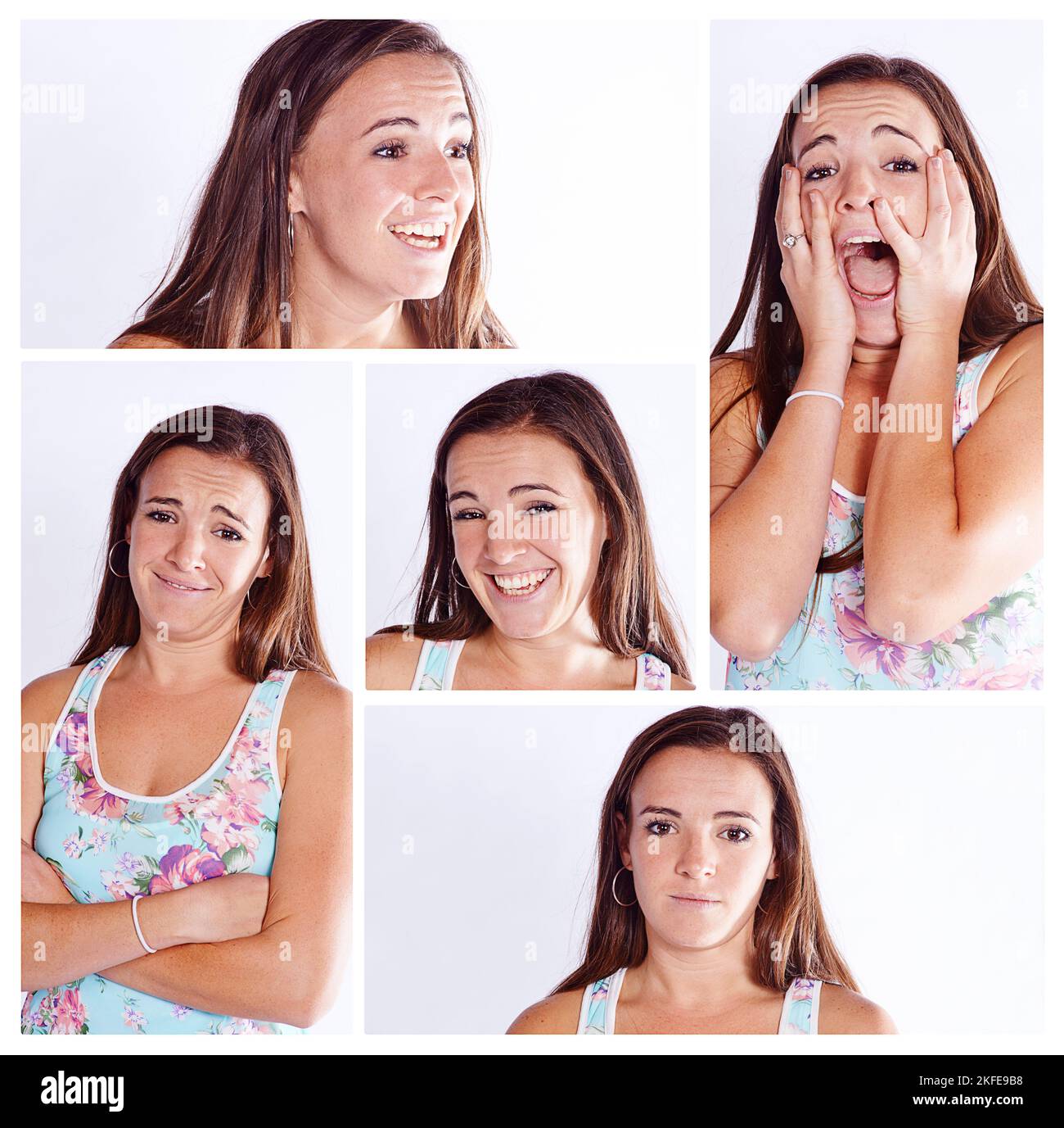 Ive got a face for every space. Composite shot of a woman making various facial expressions ...
