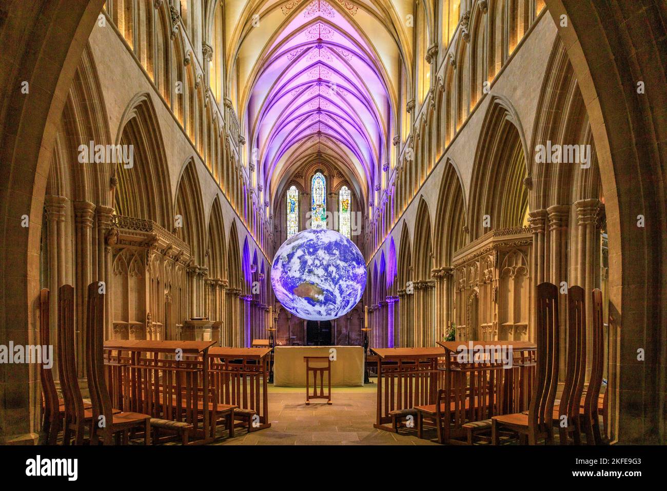 The 'Gaia' art installation, a 7m diameter globe with NASA space images ...