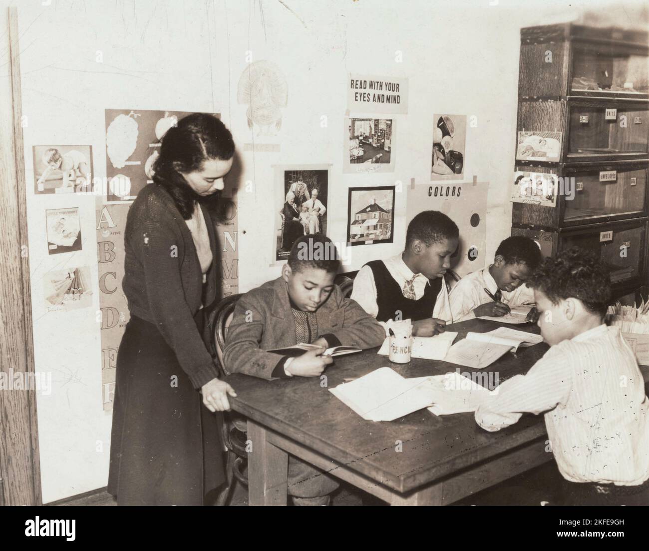Room set up and remedial activities, girls' class, P.S. 94, 1941 Stock ...