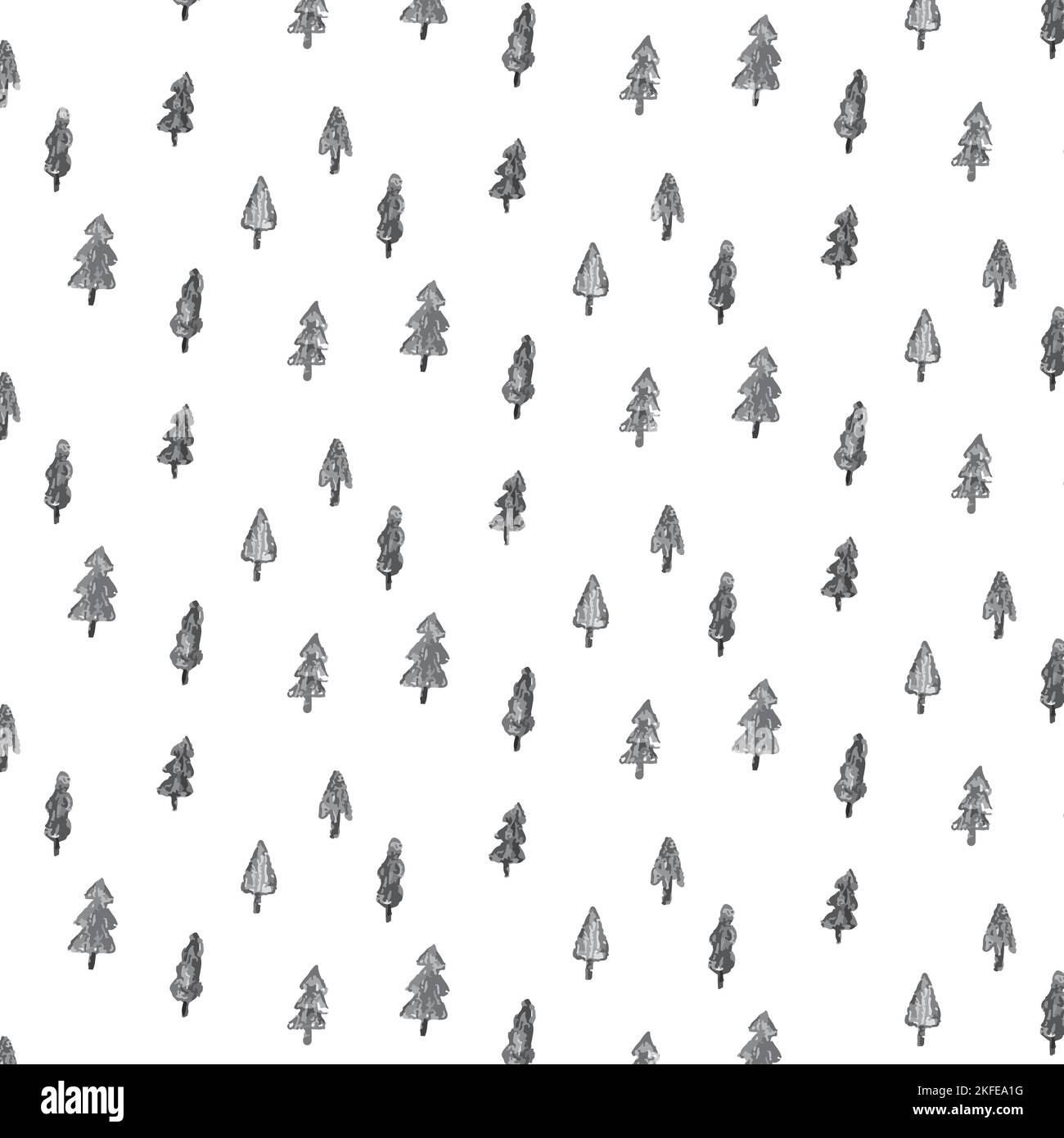Hand drawn vector illustration of forest pattern in minimal cartoon ...