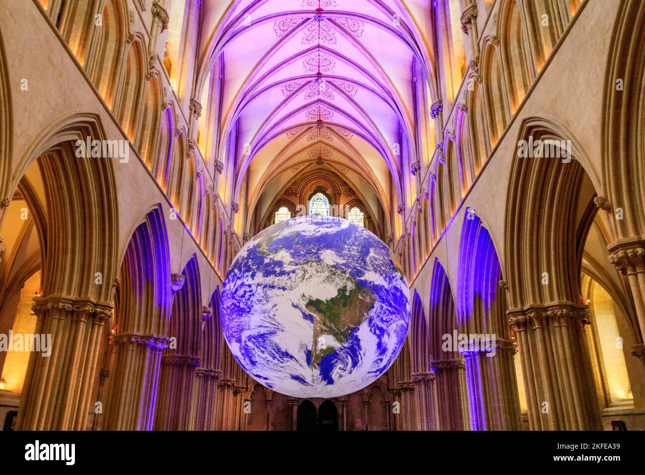 The 'Gaia' art installation, a 7m diameter globe with NASA space images ...