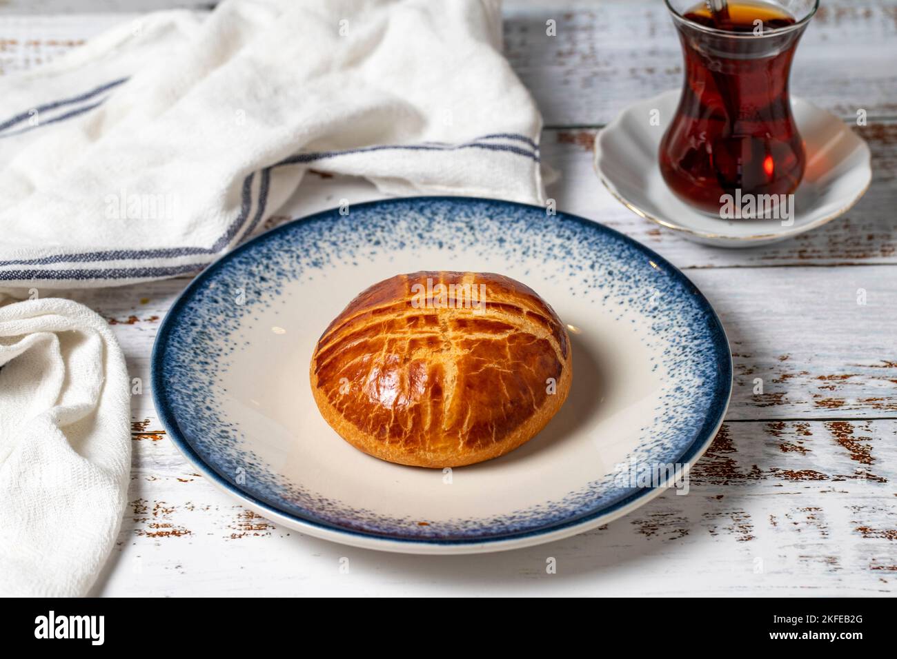 Pogaca on a white background. Turkish pastry product Stock Photo - Alamy