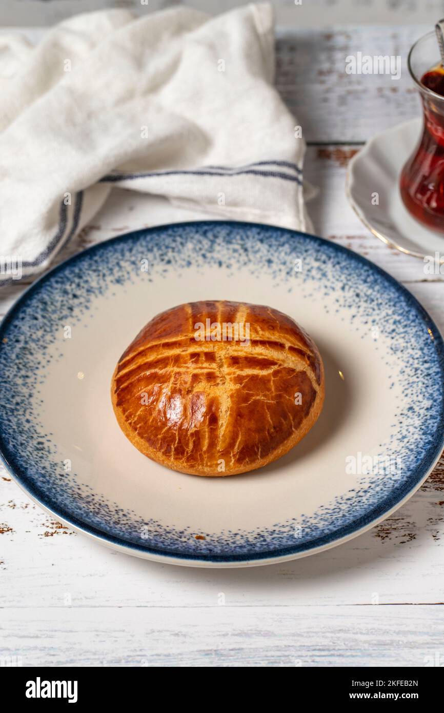 Pogaca on a white background. Turkish pastry product Stock Photo - Alamy