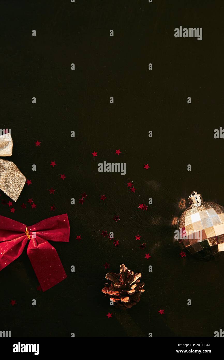 Aesthetic Christmas black background decorations - festive disco ball ...