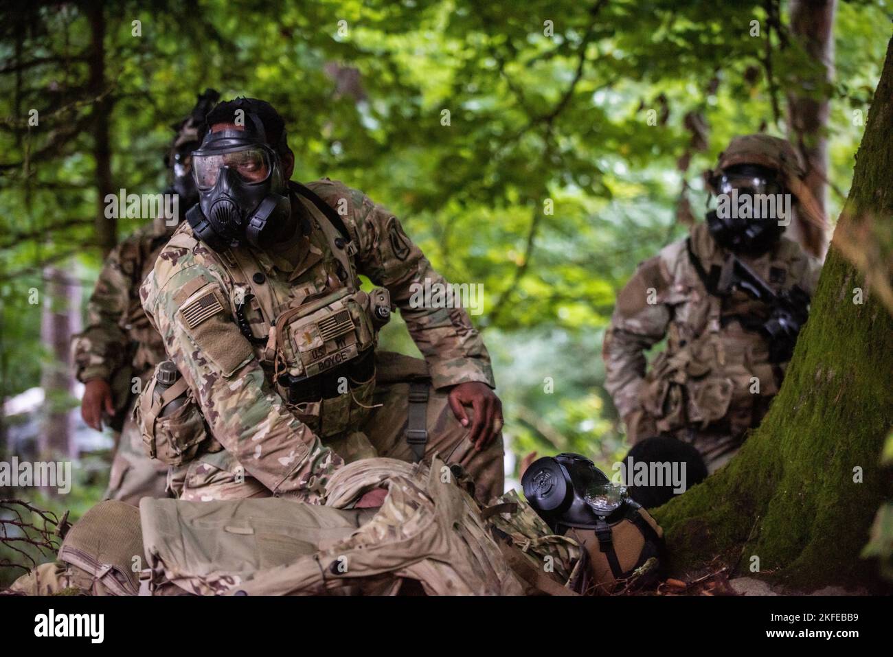 A U.S. Army paratrooper assigned to 4th Battalion, 319th Airborne Field ...