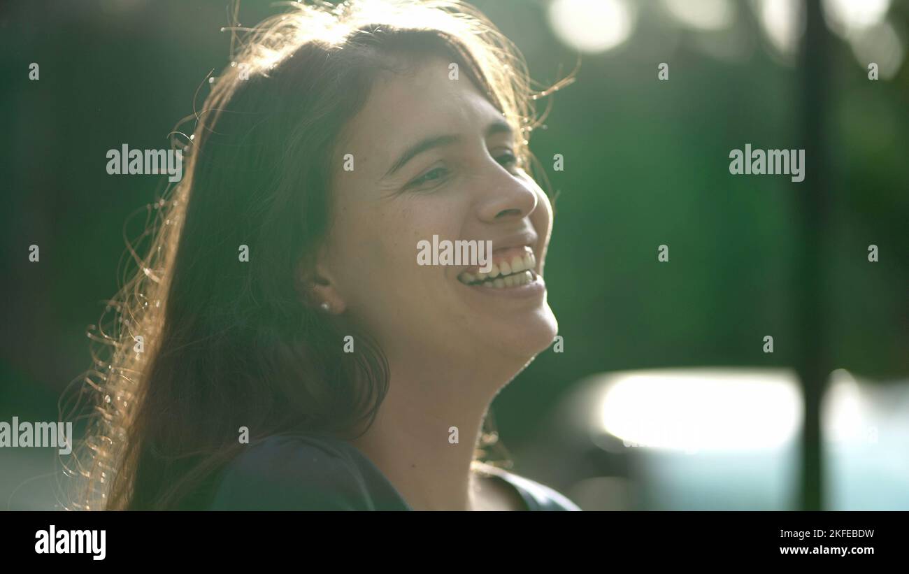 Happy woman laughing and smiling. Person real life spontaneous laugh ...