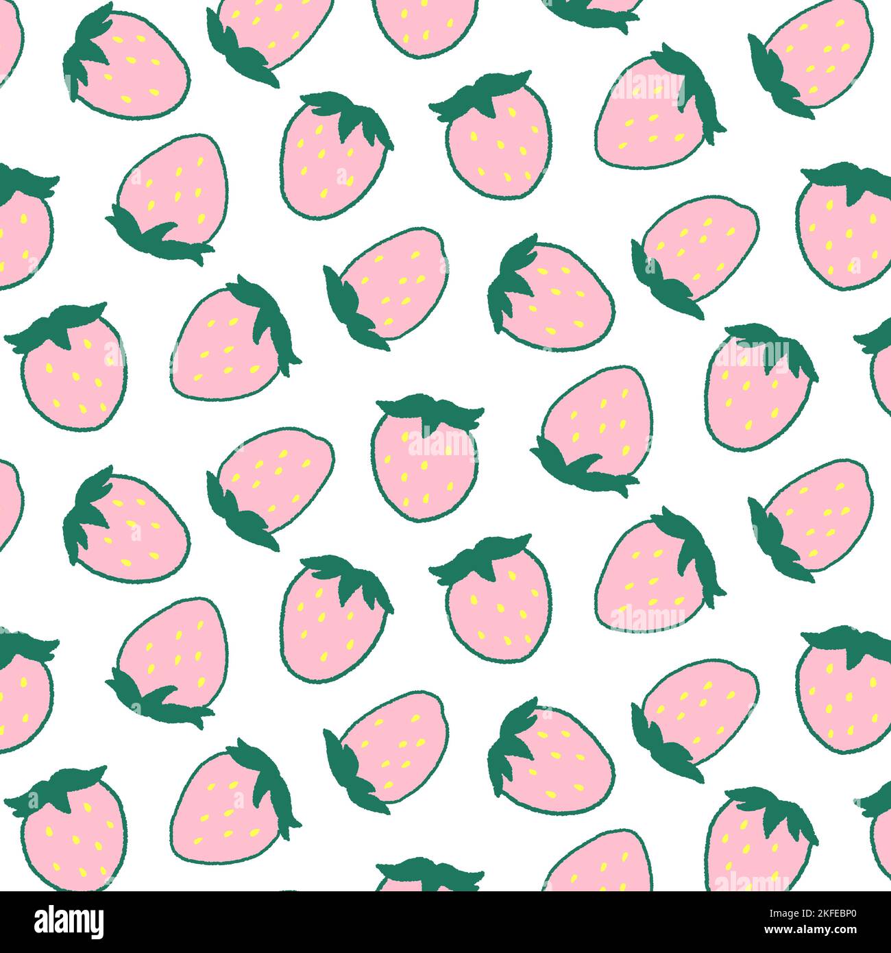 Hand drawn vector illustration of pink strawberry pattern. Pattern for ...