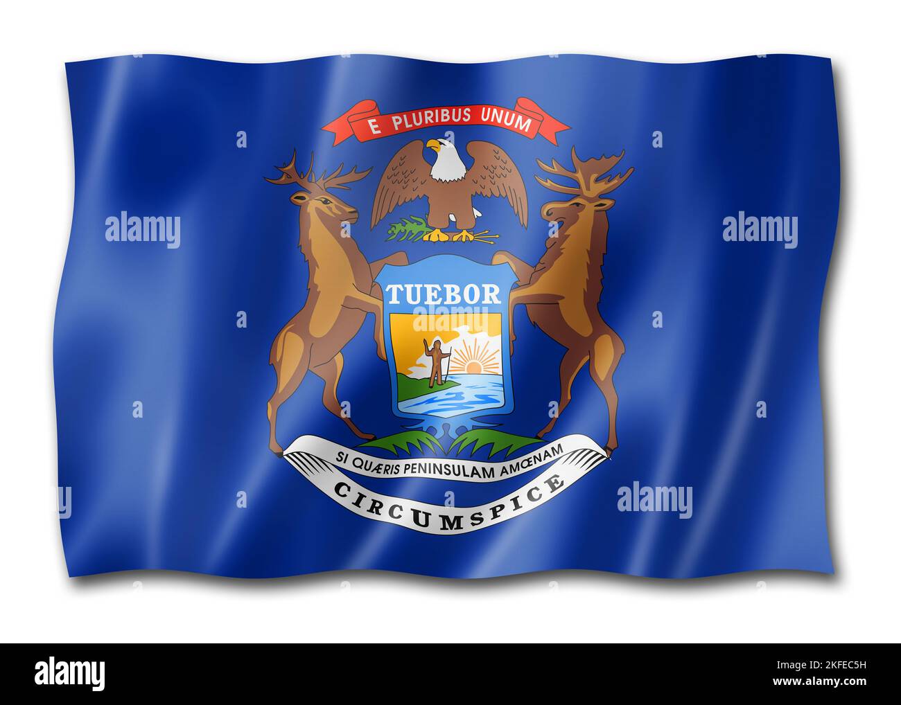 Michigan flag, united states waving banner collection. 3D illustration ...