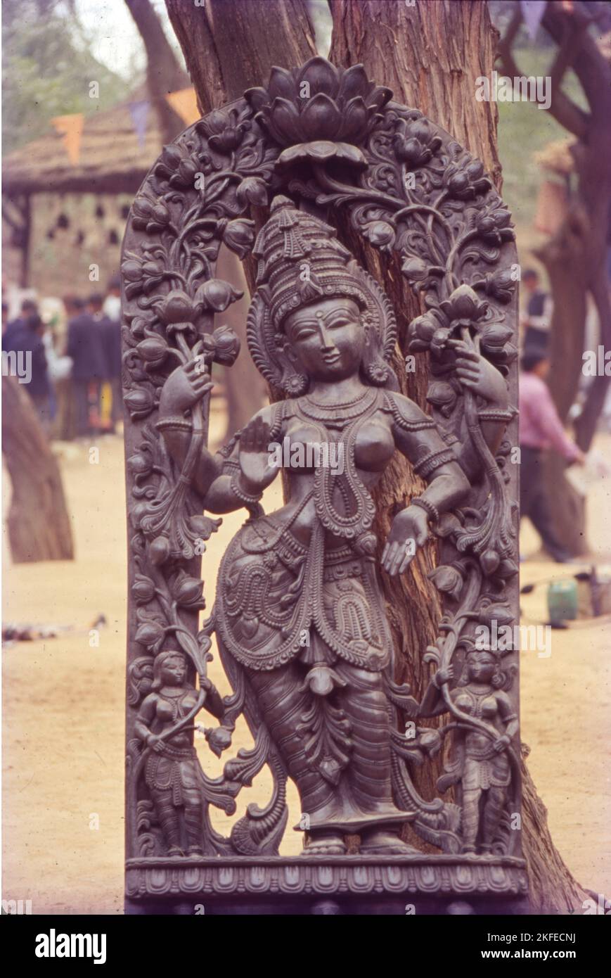 Artistic Wooden Idol of Goddess Laxmi, India Stock Photo - Alamy