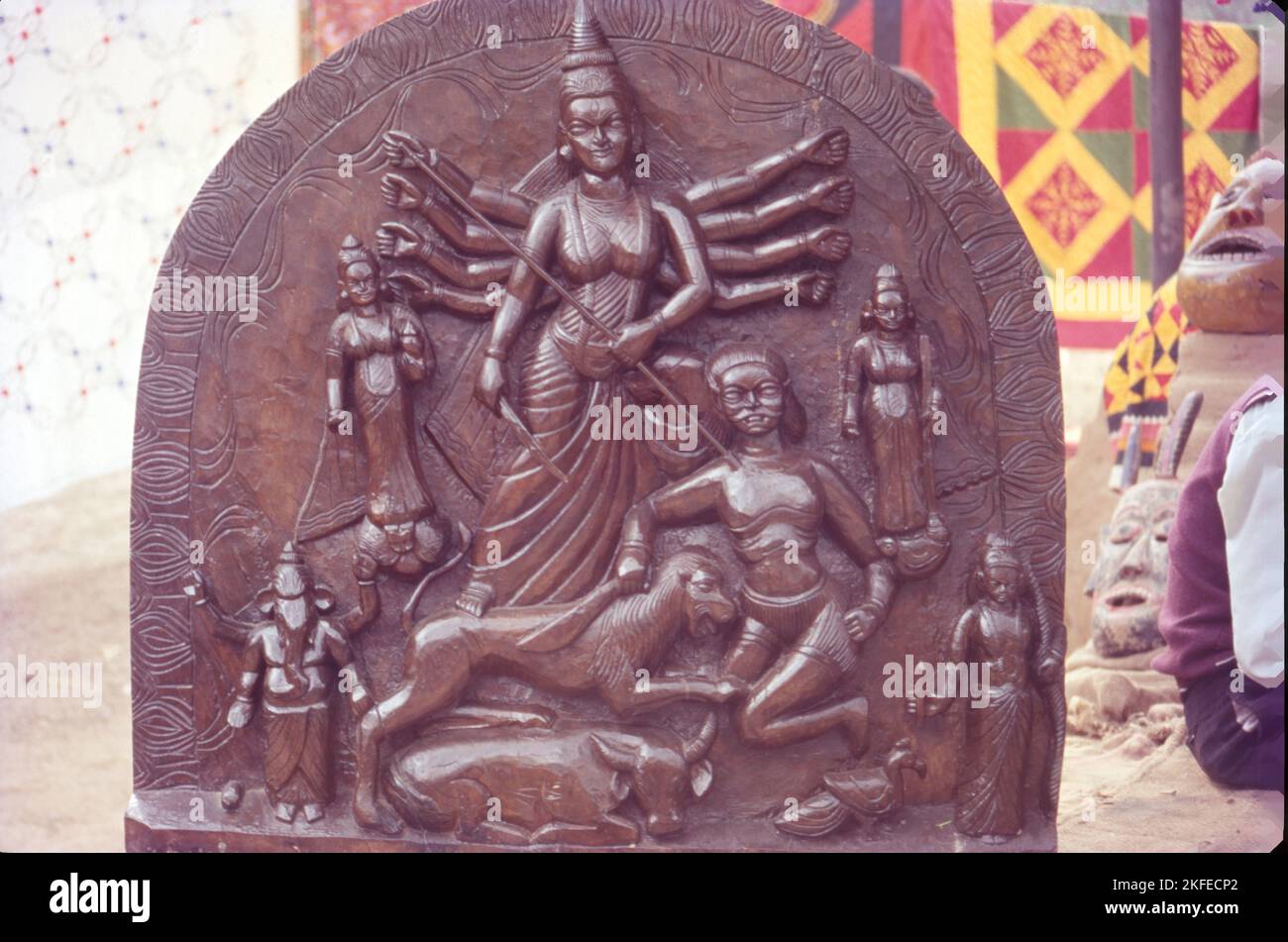 Durga Pooja, Wood Sculpture, India Stock Photo - Alamy