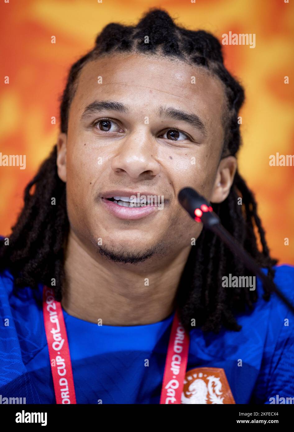 DOHA - Qatar, 18/11/2022, Nathan Ake of Holland during a media moment ...