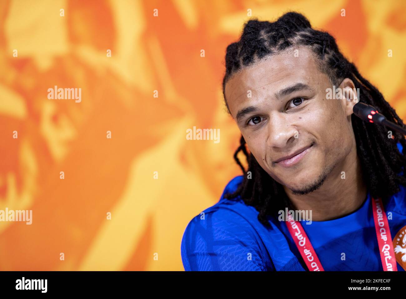 DOHA - Qatar, 18/11/2022, Nathan Ake of Holland during a media moment ...