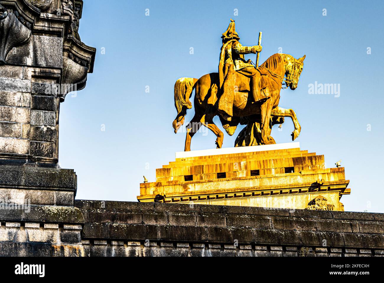 The Deutsches Eck (German Corner) with the statue of German Unity ...