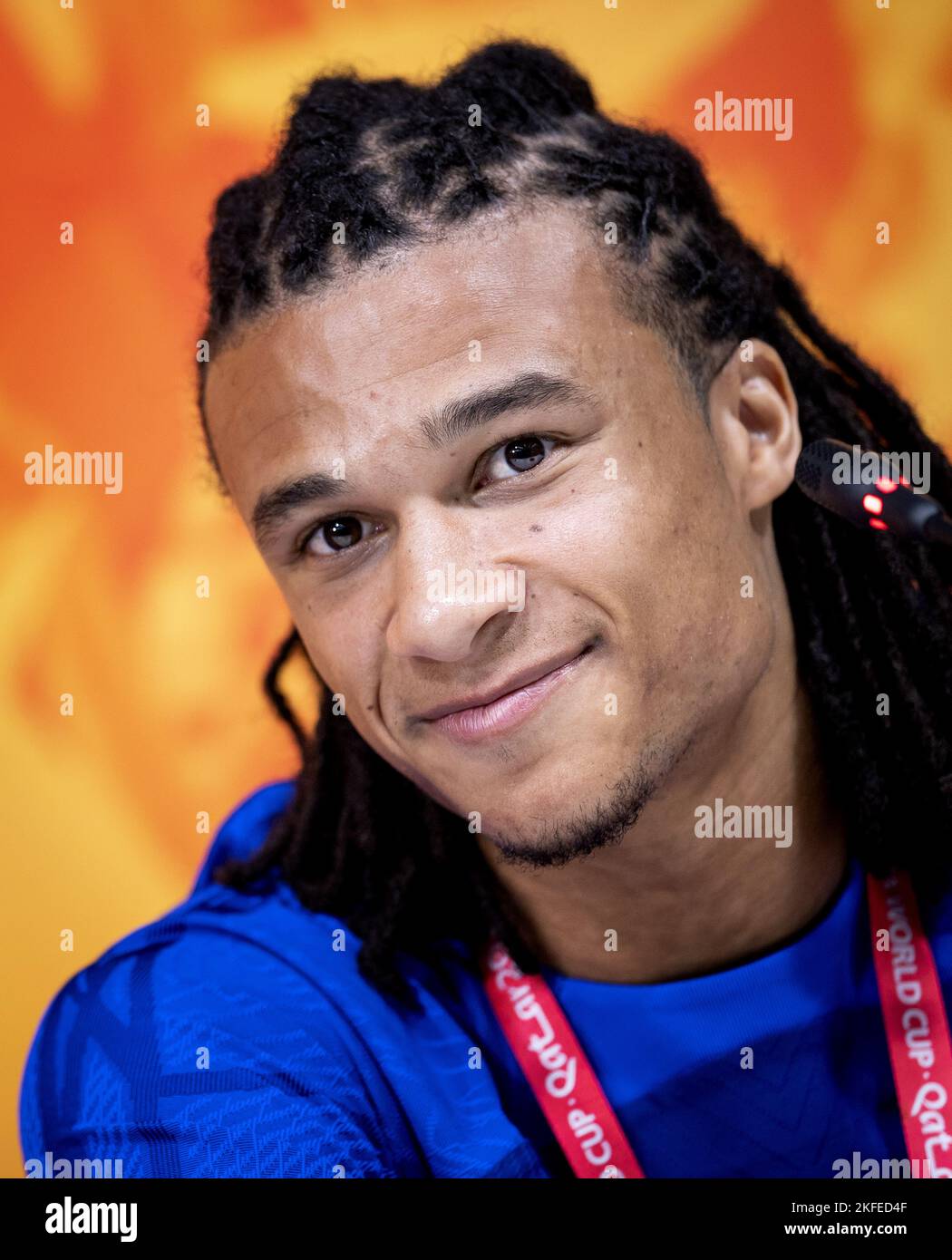 DOHA - Qatar, 18/11/2022, Nathan Ake of Holland during a media moment ...