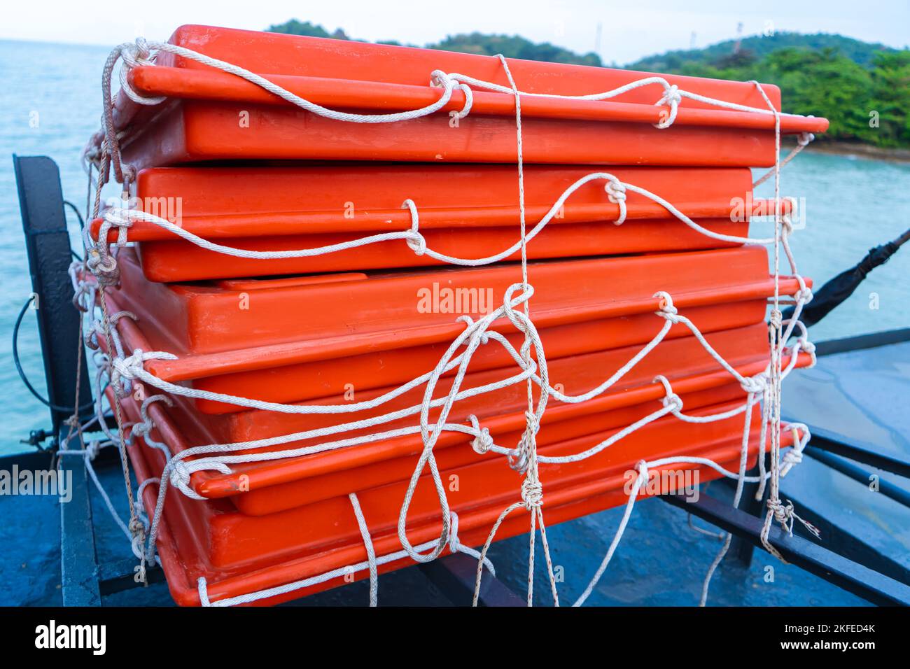 Set of floating buoys on the deck of the ferry Stock Photo - Alamy