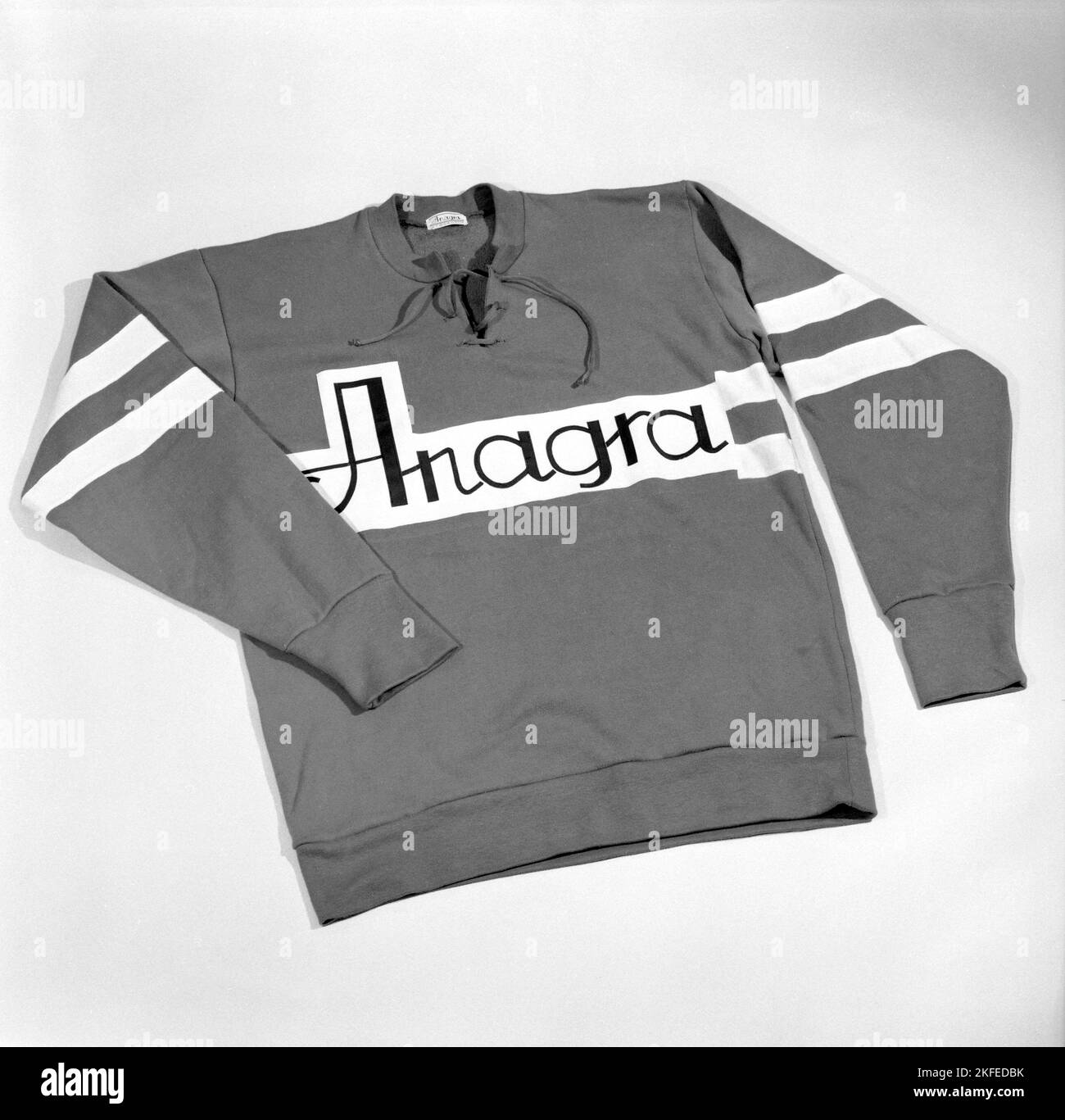 Ice hockey in the 1960s. Detail of the popular ice hockey sweater used ...
