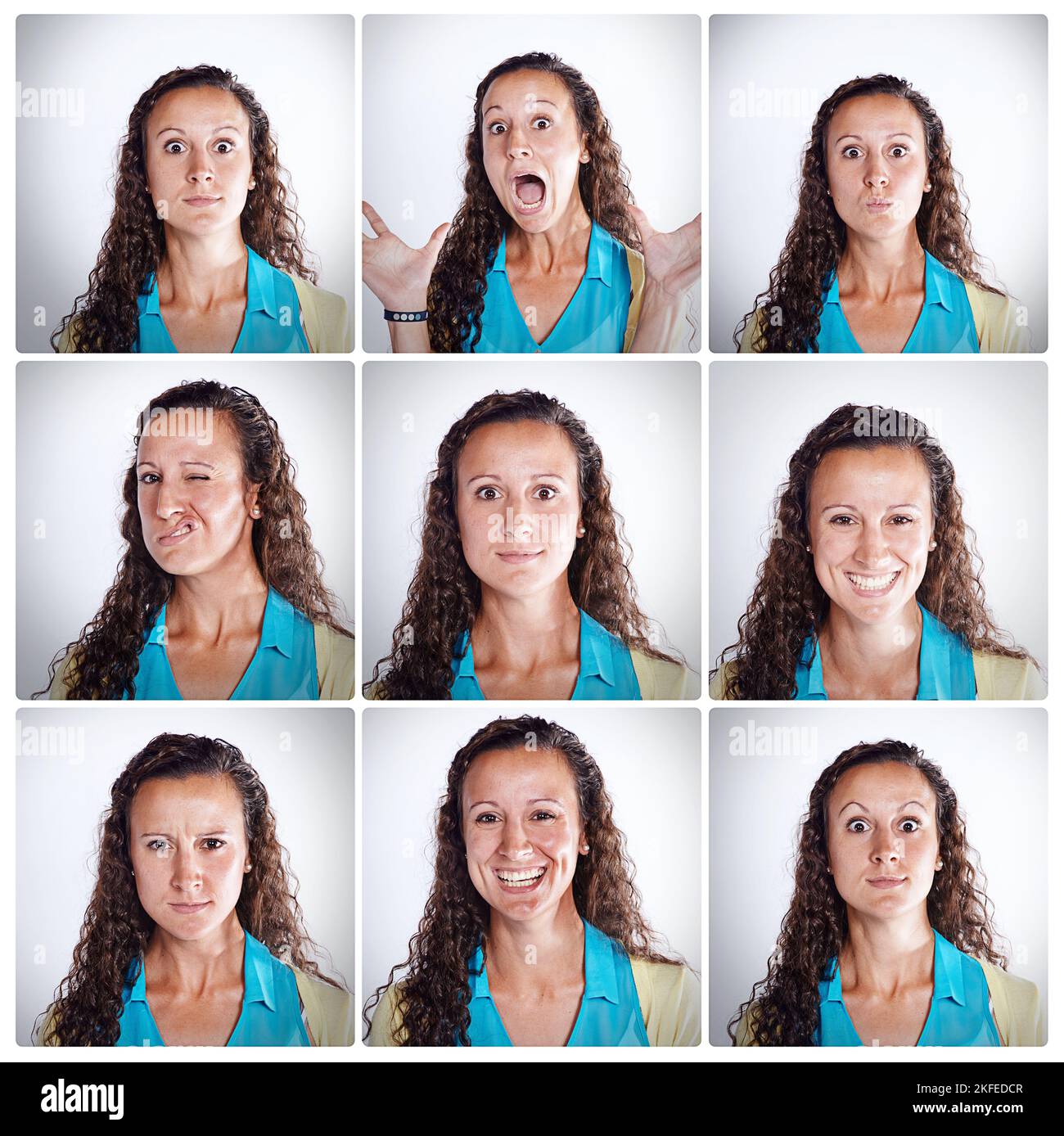 Im A Person Of Many Moods Composite Shot Of A Woman Making Various