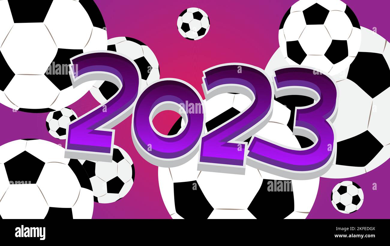 Football ball with number 2023. Cartoon sport poster Stock Vector Image ...