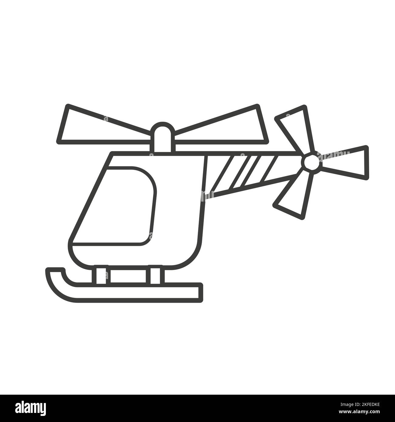 Vector Illustration of an helicopter. Icon style with black outline ...