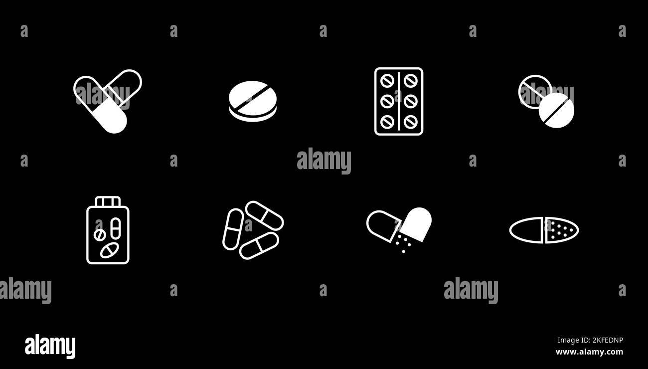 Medical pills and capsules icon set Stock Vector Image & Art - Alamy