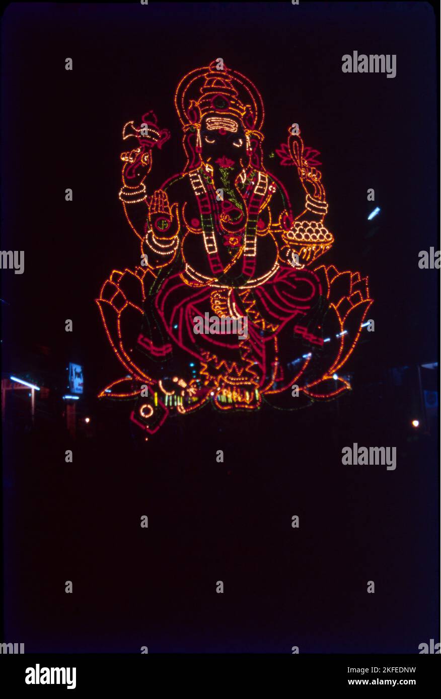 Ganesh Idol Created with Light Lamps, India Stock Photo - Alamy