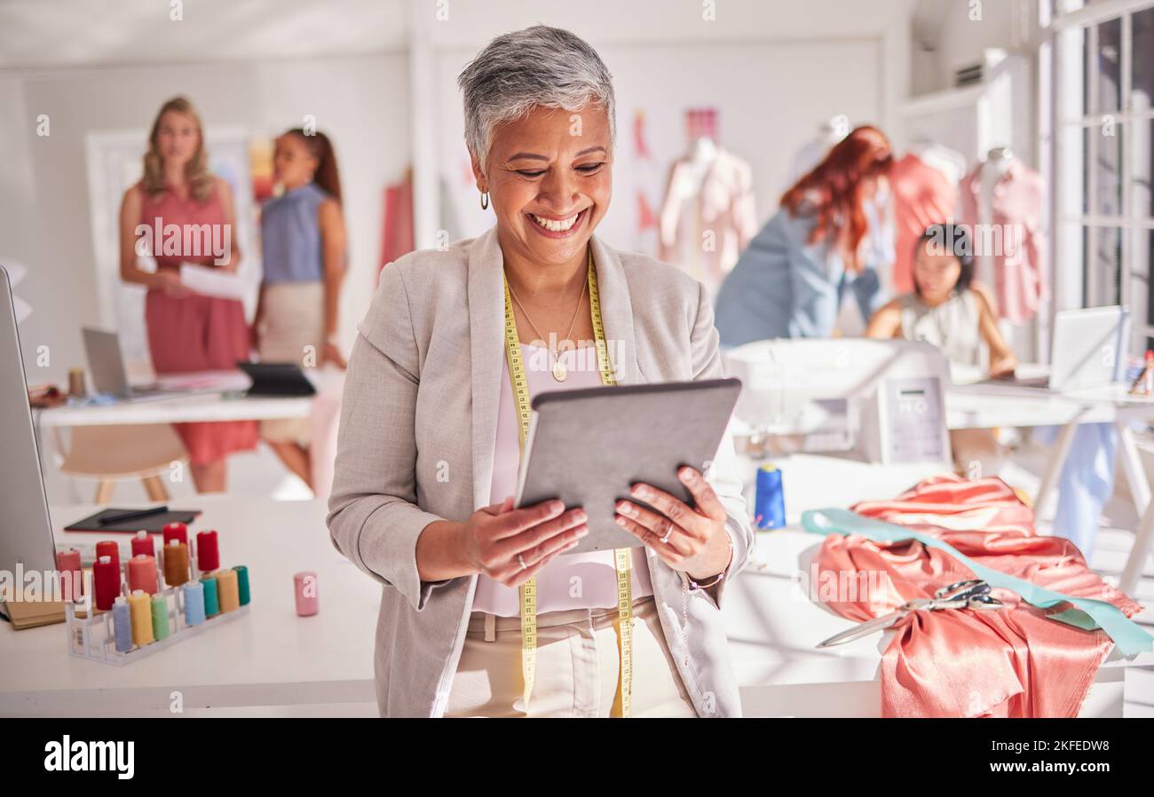 Fashion designer, tablet and small business owner online for ...