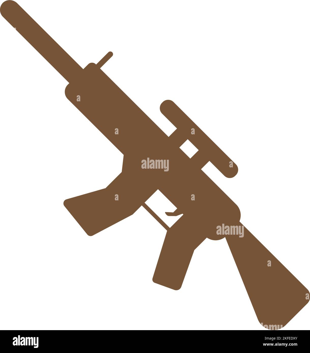 An assault riffle icon in a brown color isolated on a white background ...