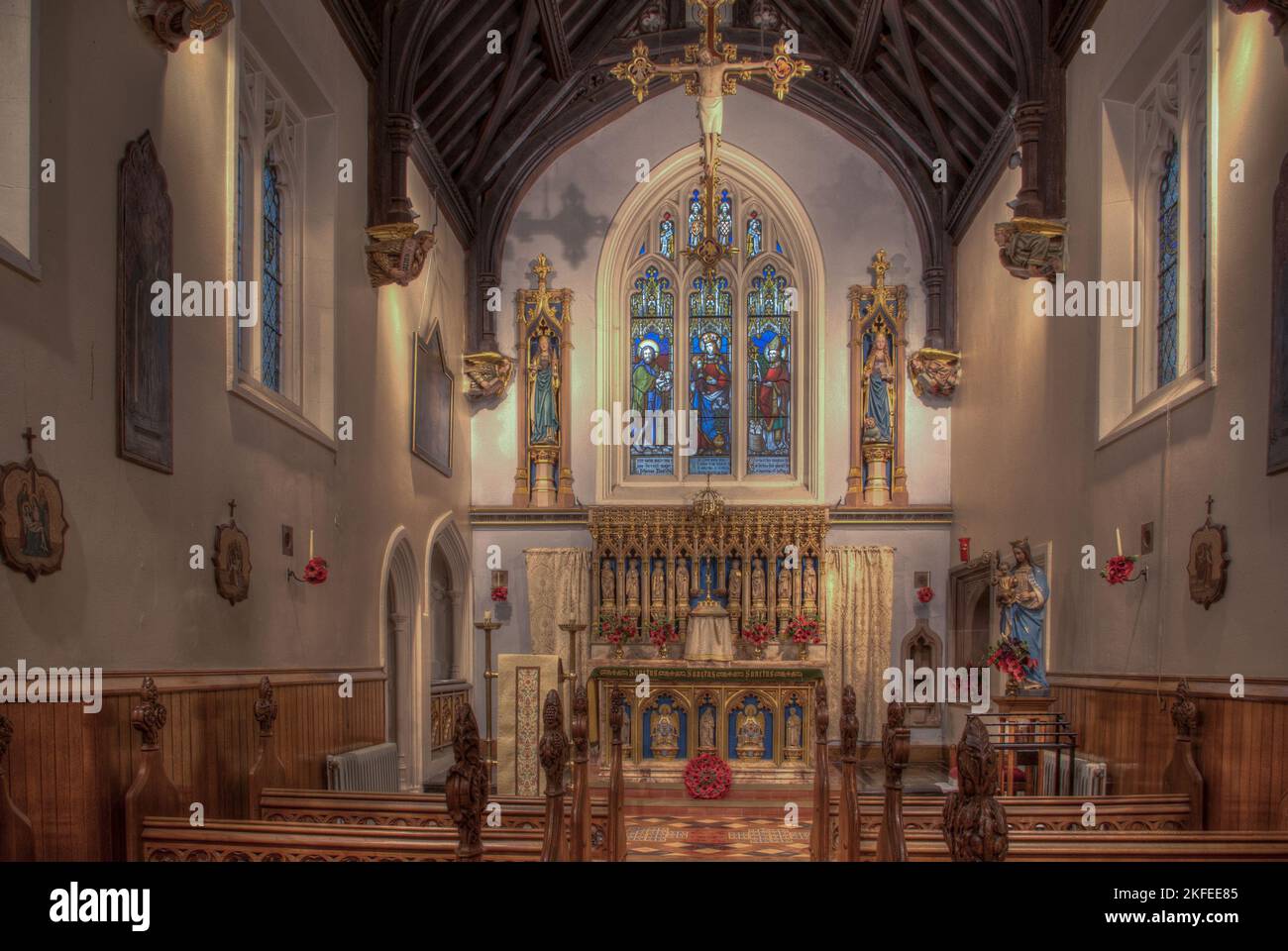 Interior of the church of St John the Baptist, Alton village ...