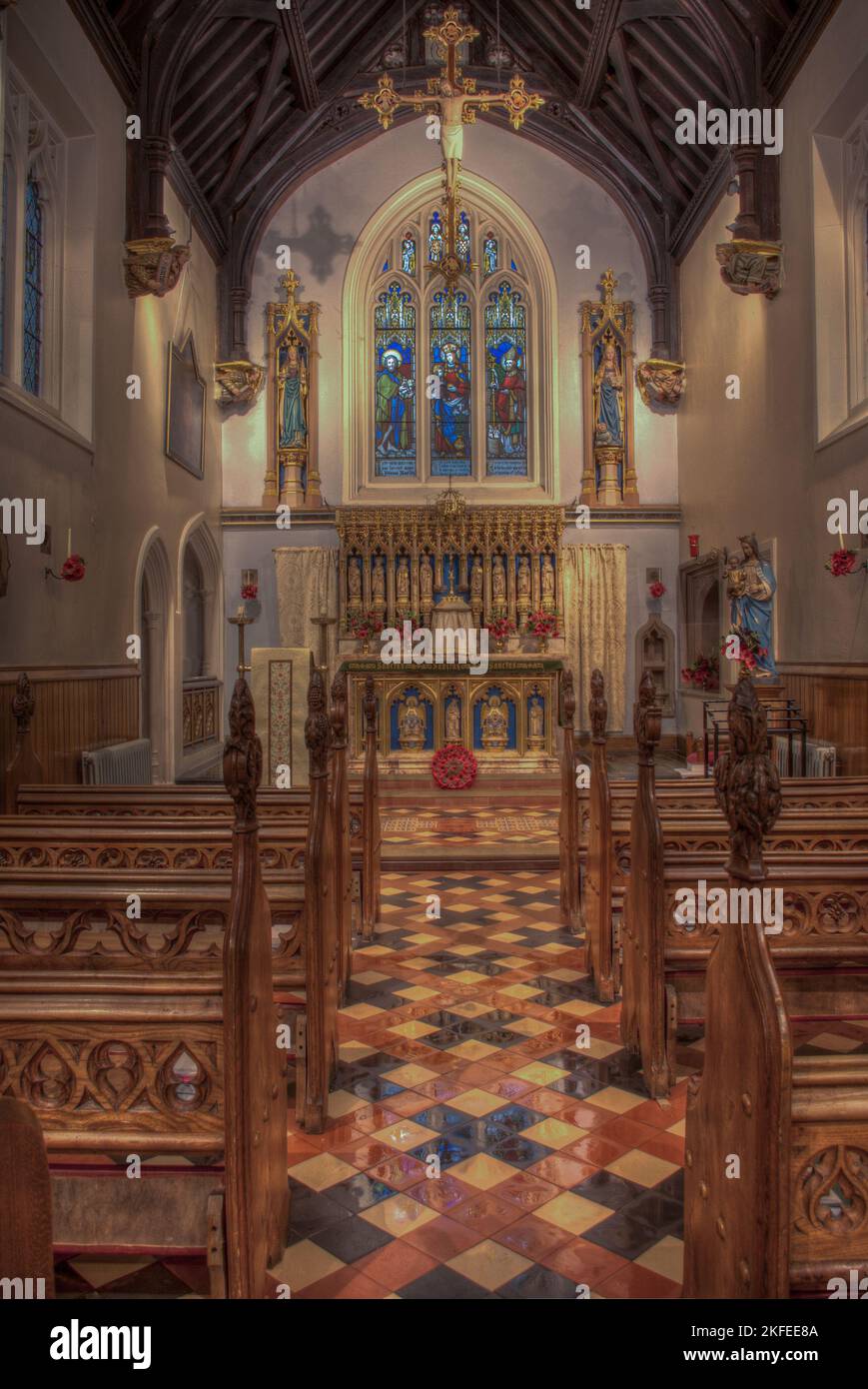 Interior of the church of St John the Baptist, Alton village ...