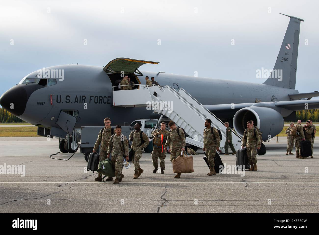 U.S. Airmen assigned to the 93rd Air Refueling Squadron, Fairchild Air Force Base, Washington ...
