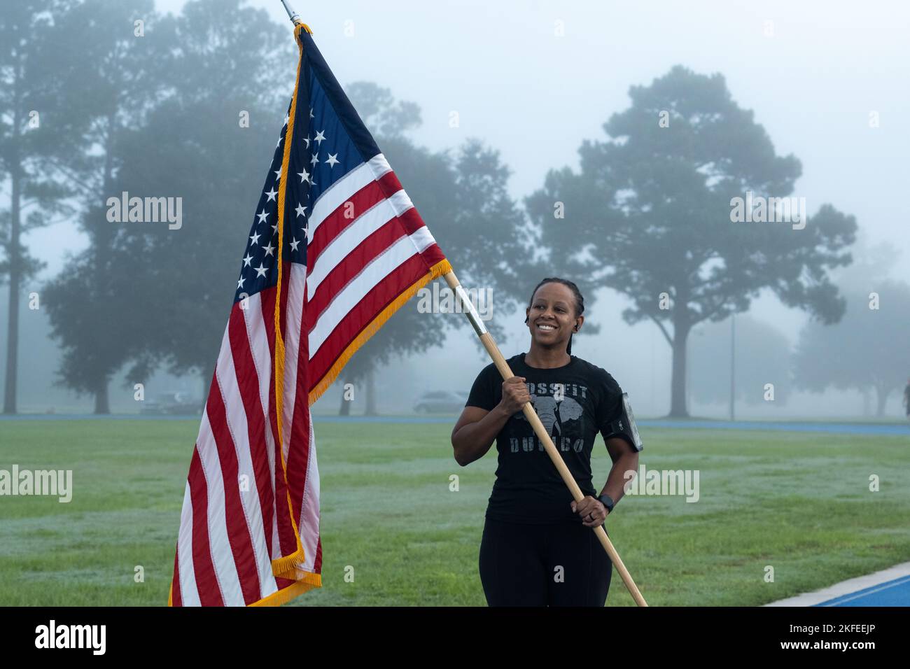 A U.S. Air Force Airman assigned to the 23rd Wing participates in a 9/ ...
