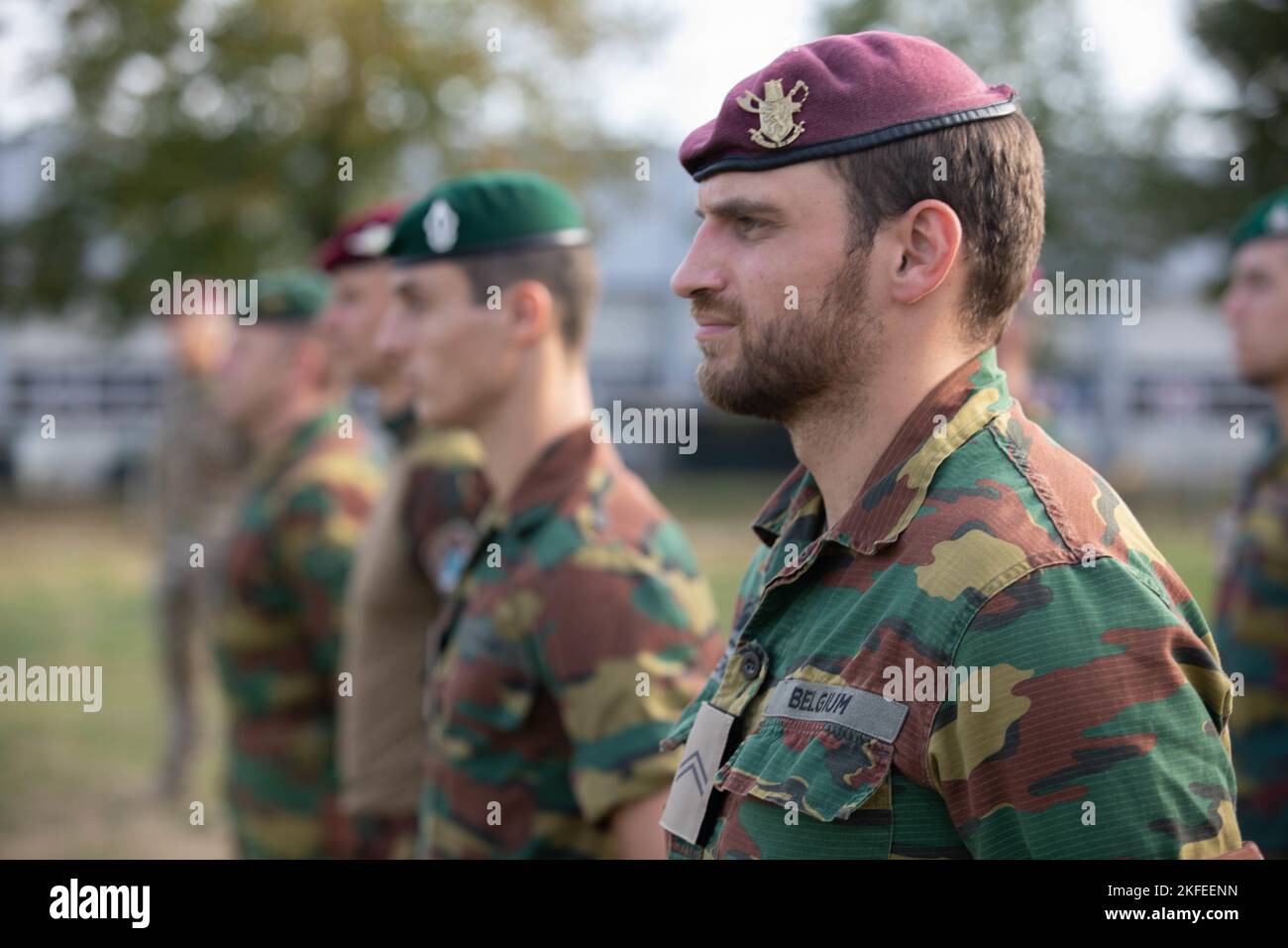 A group of Belgium Paratroopers stand in formation during the opening ...