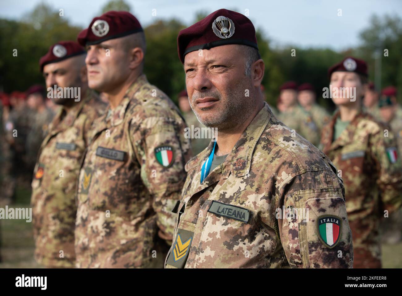 A group of Italian Paratroopers stand in formation during the opening ...