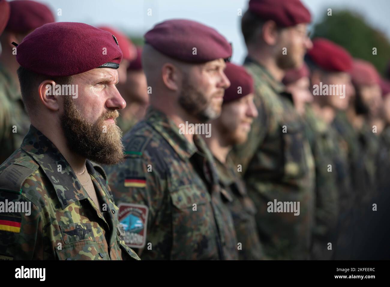 A group of German Paratroopers stand in formation during the opening ...