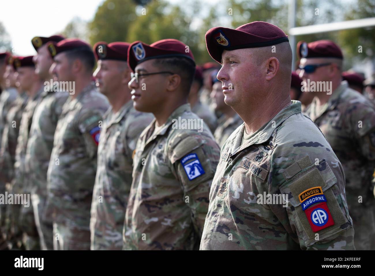 A group of U.S. Army Paratroopers stand in formation during the opening ...