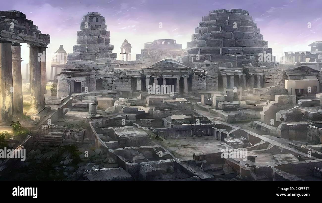 Ancient City View, Illustration, Drawing Stock Photo - Alamy