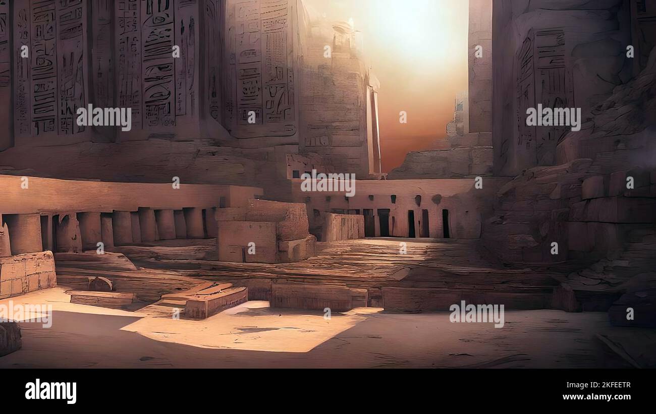 Ancient Egypt City View, Temple, Pyramid Stock Photo - Alamy