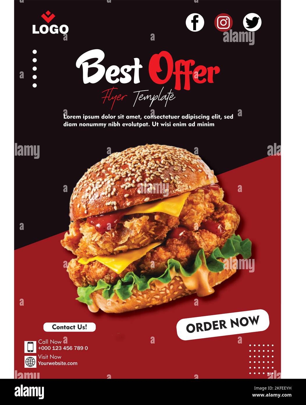 Business Flyer Fully Editable Template For Restaurant Stock Vector ...