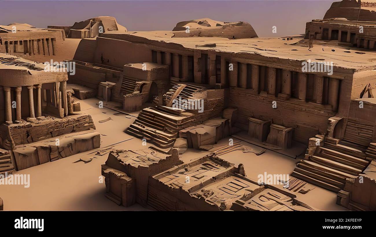 Ancient Egypt City View, Temple, Pyramid Stock Photo - Alamy