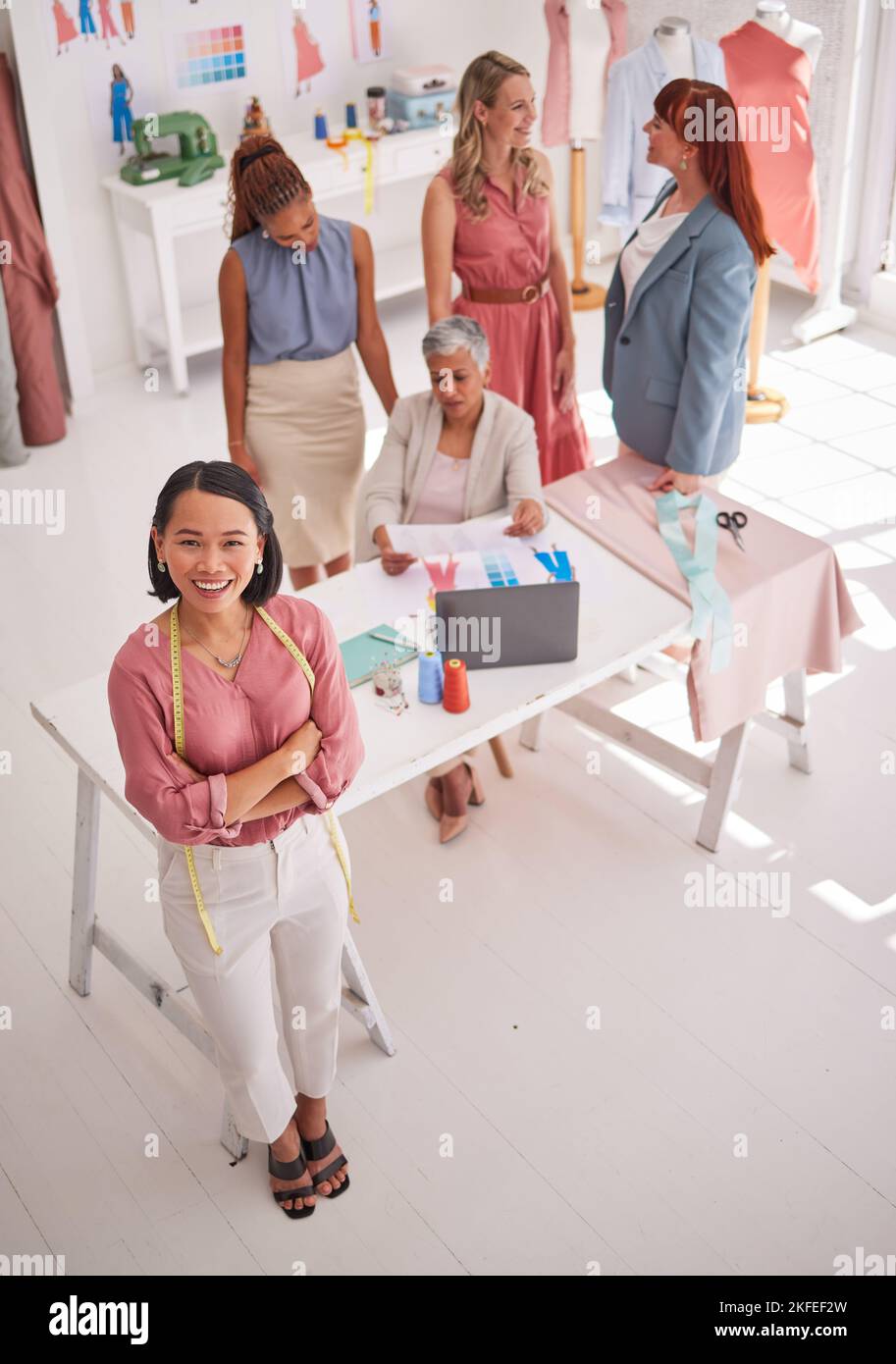 Fabric, fashion and business woman in portrait startup design, project ...