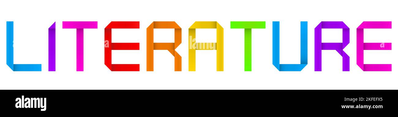 Conceptual paper origami font forming the LITERATURE word isolated on ...