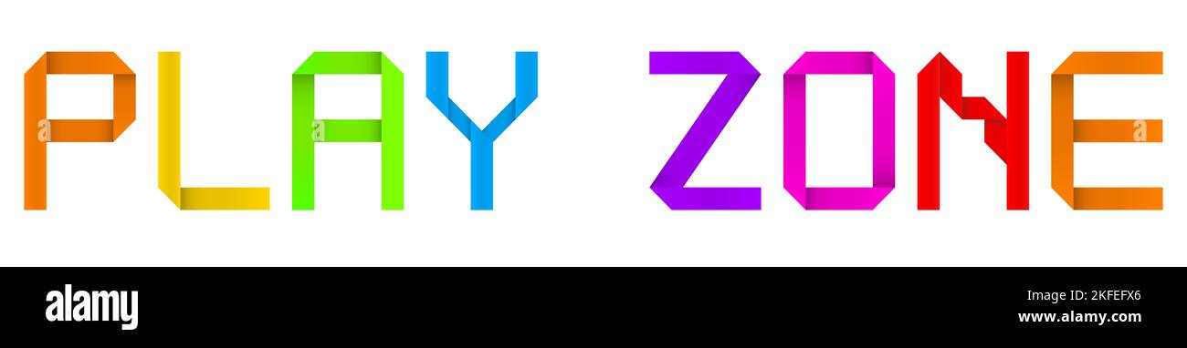 Concept or conceptual paper origami font forming PLAY ZONE text ...