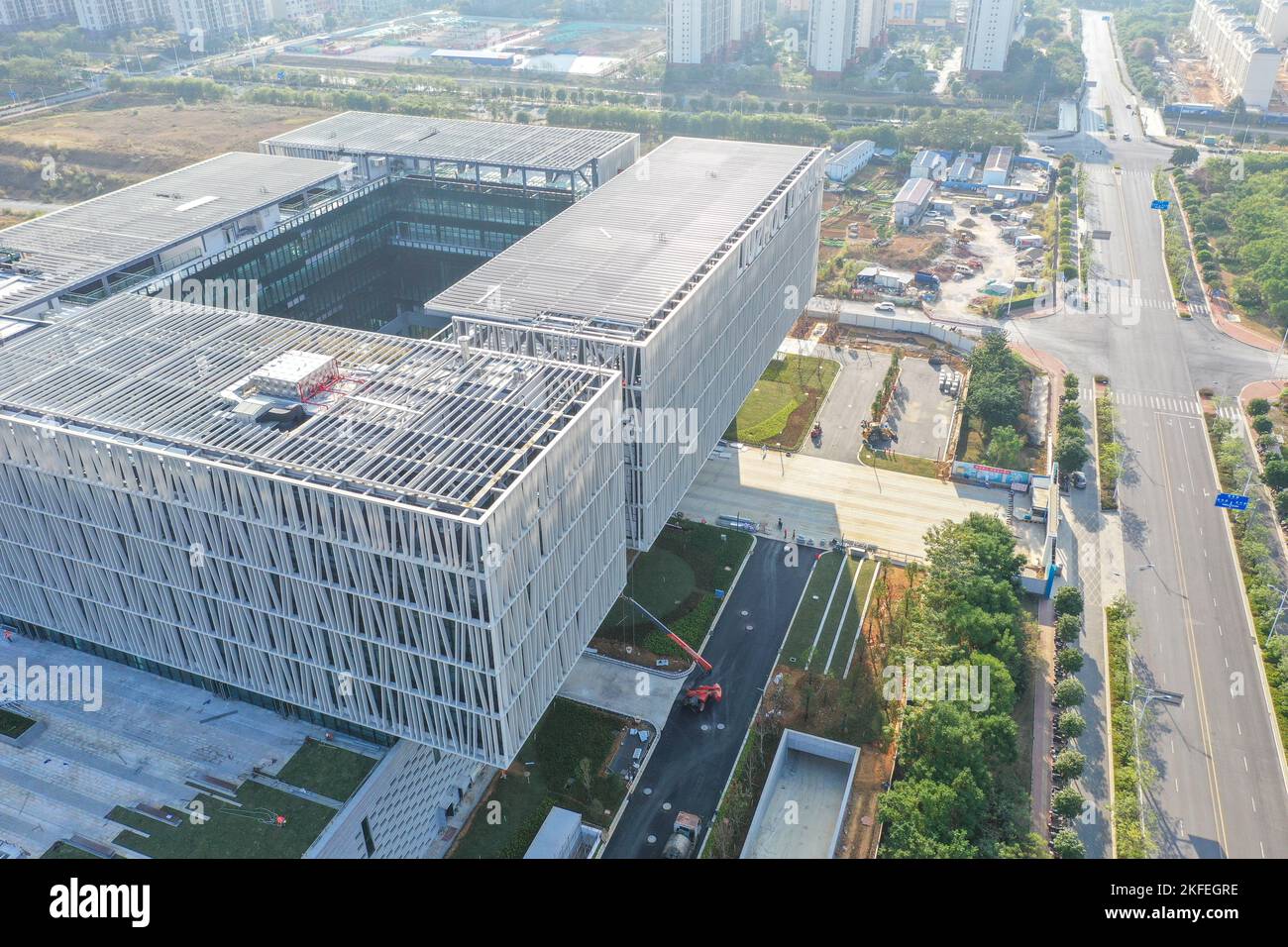 Aerial photo shows the main building of the new Liuzhou Library has ...